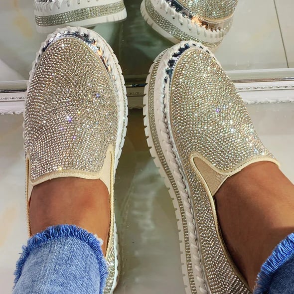 Women Rhinestone Platform Breathable Slip-on Shoes – anyfreebie.com