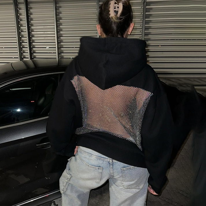 New Fall Casual Hoodie, Unisex Oversized Cutout Sweatshirt, Open Back ...