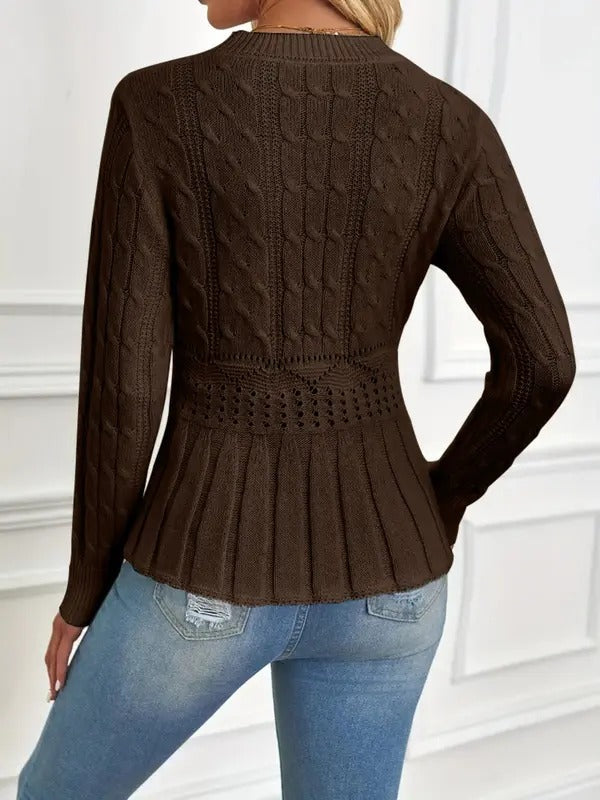 Women's Chunky Knit Crew Neck Long Sleeve Knit Top (Buy 2 Free Shipping ...
